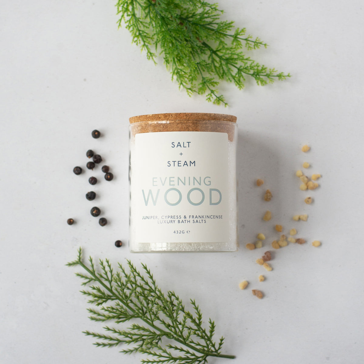 Evening Wood Juniper Bath Salts | Salt + Steam